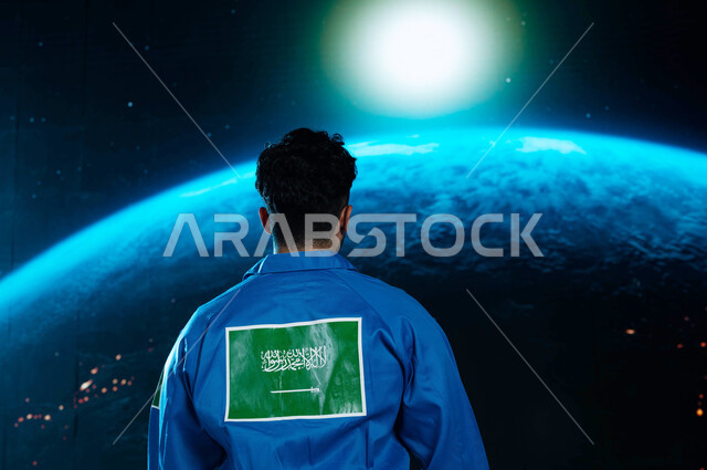 Saudi Arabia's journey to outer space, the emblem of the Saudi flag on ...