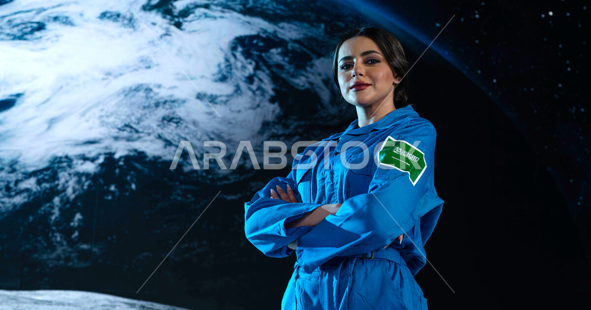 Saudi Arabia's journey into outer space, standing with crossed hands, a ...