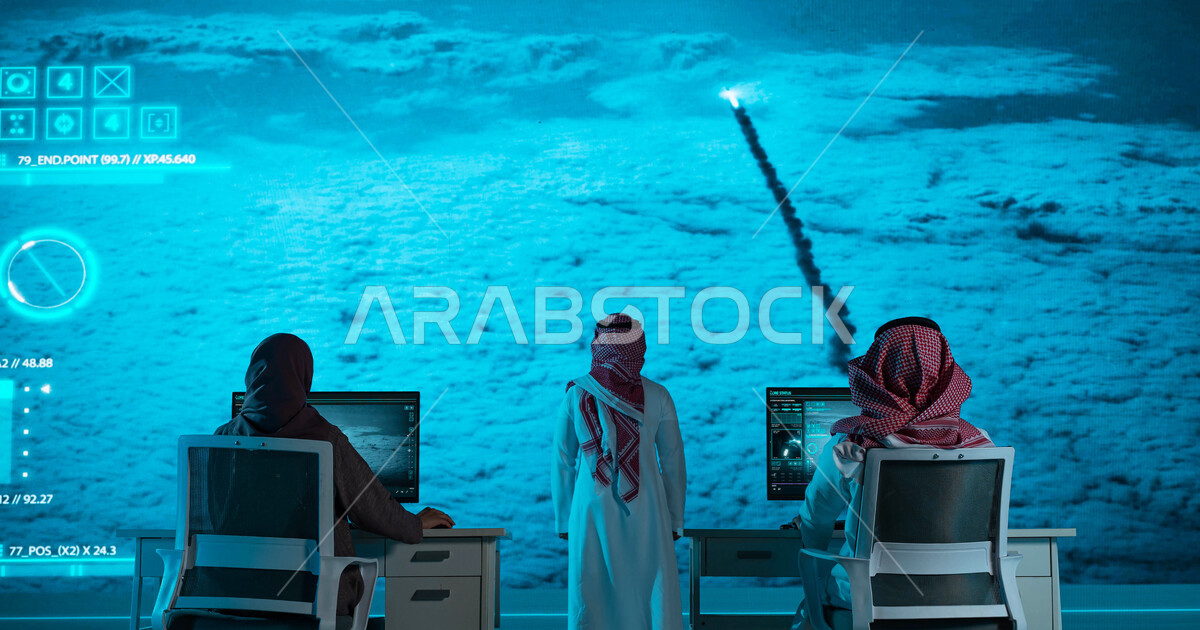 A Saudi Arabian trip to outer space, the background of modern screens ...