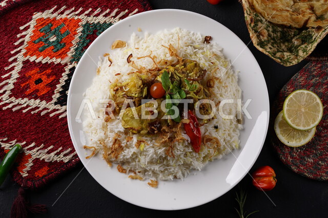 Dishes from popular traditional Arabic food, Saudi cuisine meals ...