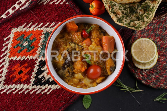 Delicious traditional Arabic food, picture from above to perpetuate ...