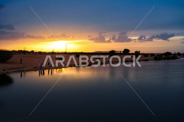 A water lake in the city of Riyadh in the Kingdom of Saudi Arabia at ...