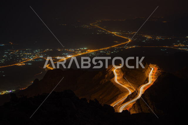 Mountain peaks and heights, aerial photo of Aqabat Al-Hada area in the ...