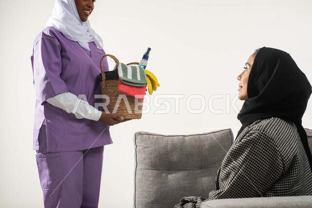 Cleaning, disinfection, and taking care of household chores, a close-up ...