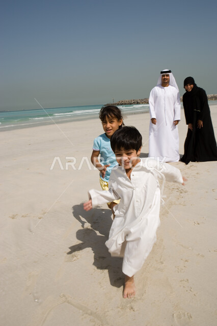 Summer vacation and a family atmosphere full of love, an Emirati Arab ...