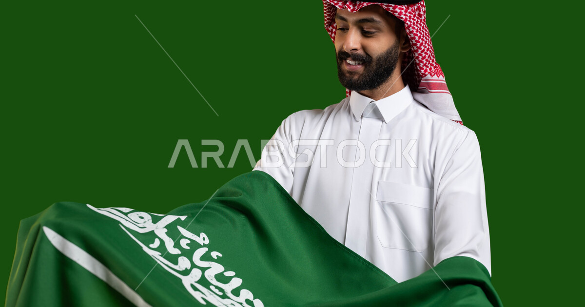 Love of the homeland and belonging to it, portrait of a Saudi Gulf Arab ...