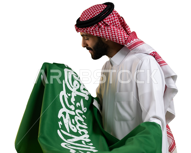 Passion for the Saudi Arab homeland, a close portrait of a Saudi ...