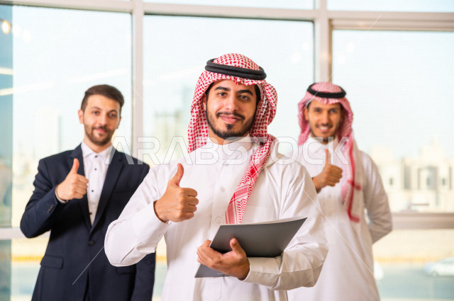 A group of Saudi Gulf entrepreneurs, business partners who raise their ...