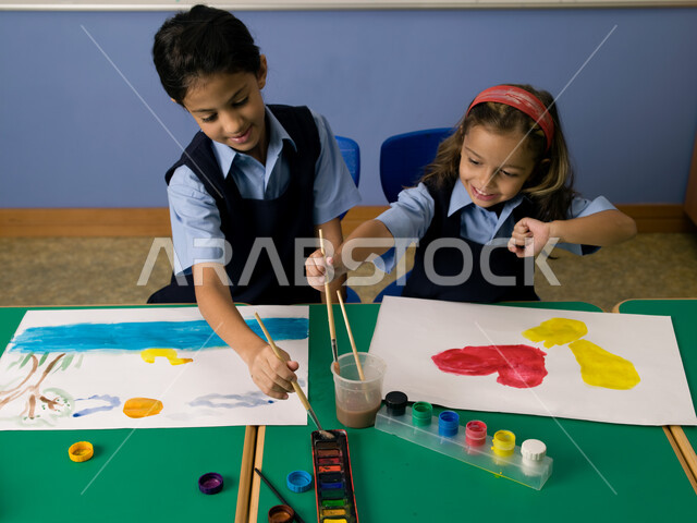 Gestures indicating integration, happiness and enjoyment in painting ...