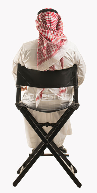 The concept of waiting, sitting and resting, a portrait from the back ...