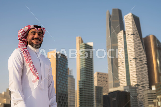 Economic towers and skyscrapers in the city of Riyadh, a close-up photo ...