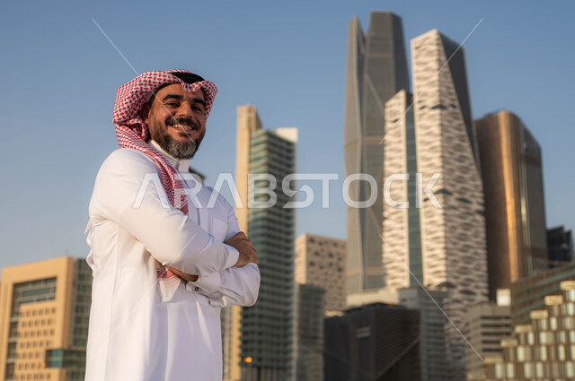 Economic towers and skyscrapers in the city of Riyadh, a close-up of a ...