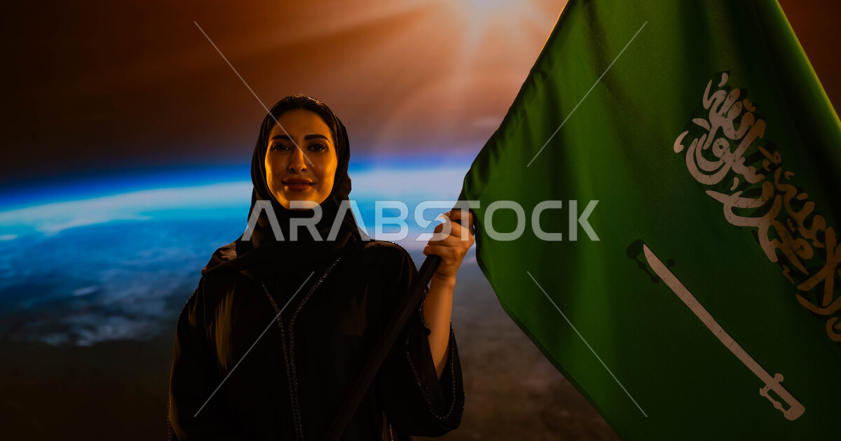 National Day September 23, a veiled Saudi Gulf Arab woman wearing an ...