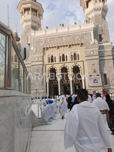 Sacred Islamic religious landmarks and places, a close-up of the entry ...