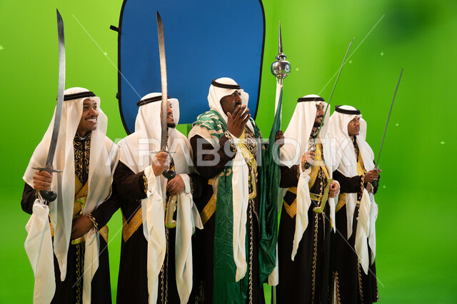 Full-length body image, wearing popular Najd Arda costumes, national ...