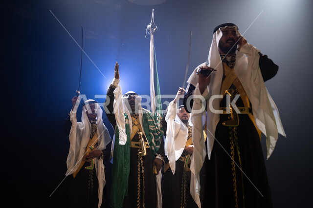Folk dance with swords in Al-Arda Al-Najdiyyah, songs and celebrations ...