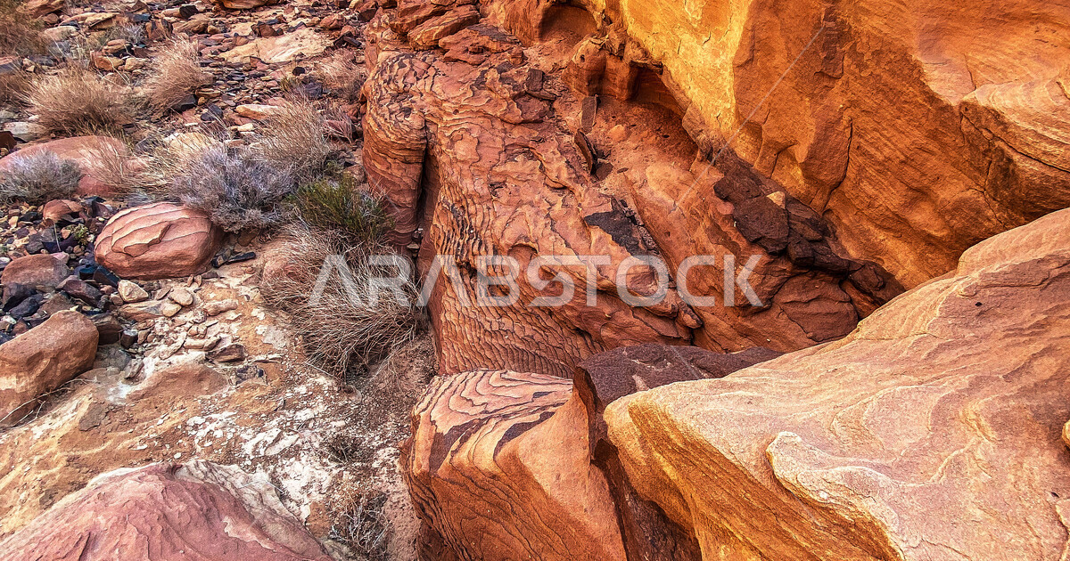 Natural mountains in desert areas in broad daylight, ancient historical ...