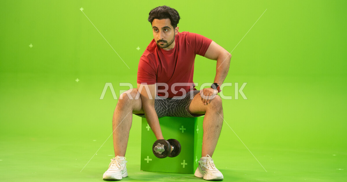 A healthy lifestyle, a portrait of a young Saudi Arabian Gulf man ...