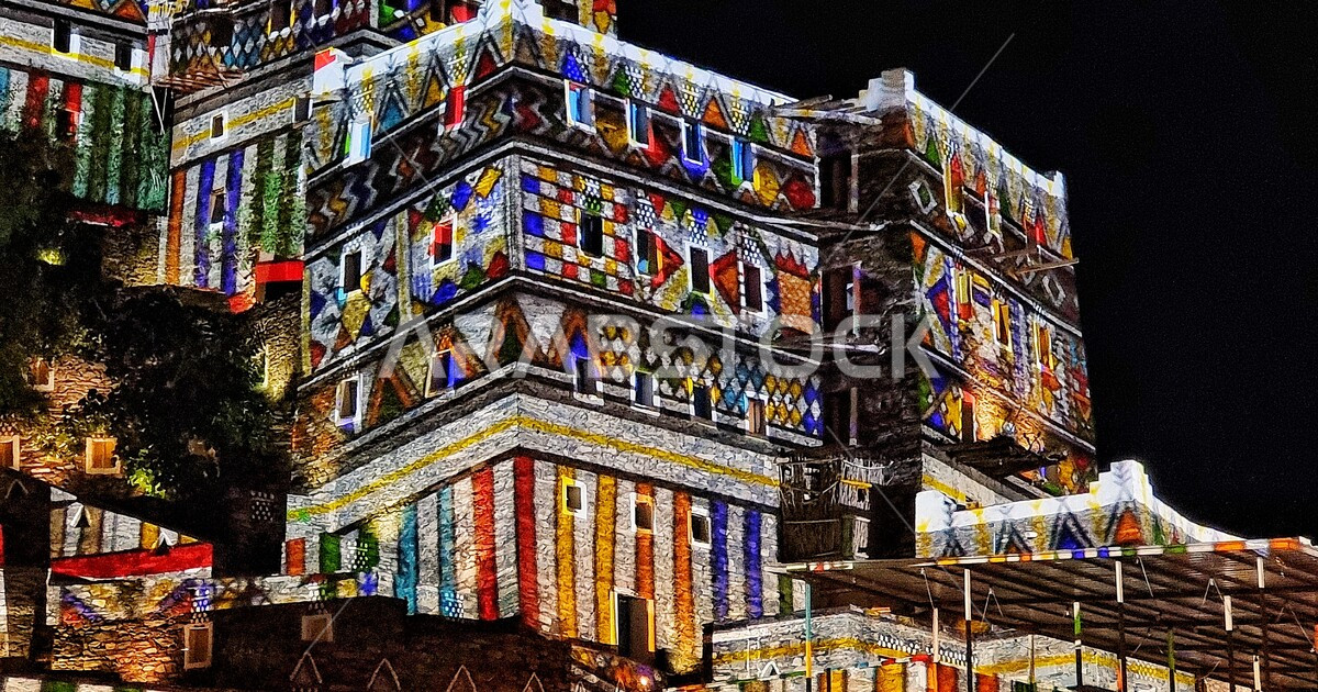 Old historical houses and buildings decorated with colors at the Rijal ...