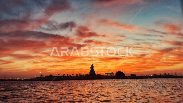 Calm sea waves in Dammam at sunset, natural landscapes on Darien Island ...