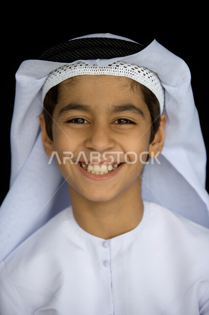 A childish laugh full of happiness, a close-up portrait of a smiling ...