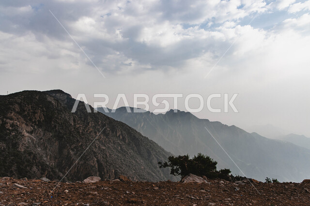Famous tourist areas and places, foggy atmosphere over the Al-Soudah ...