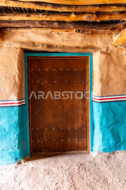 Arts of wood crafts, a close-up of an old heritage door made of wood in ...