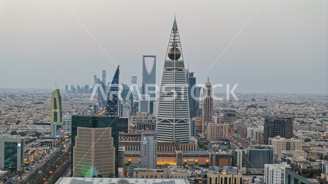 The architectural engineering art of towers and skyscrapers in the city ...