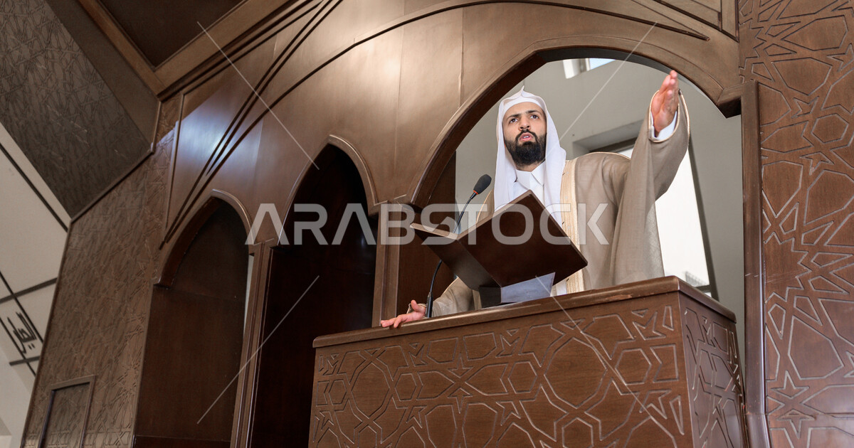 Imam of a Saudi Gulf mosque in a mosque in the Kingdom of Saudi Arabia ...