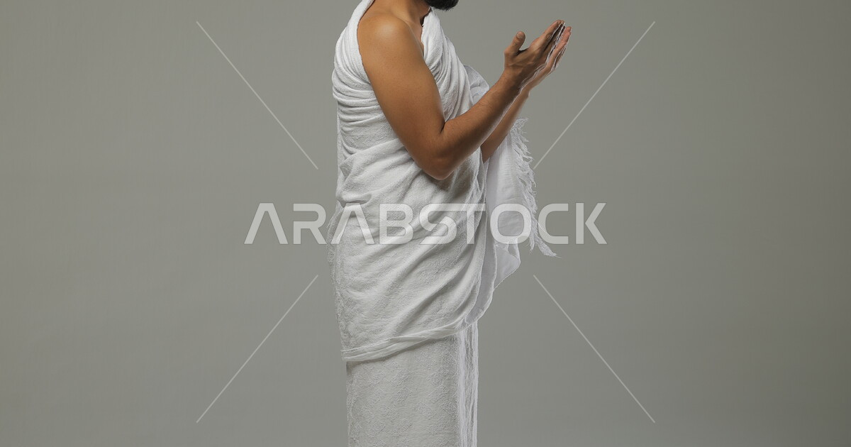 Supplication, worship, and getting closer to God, a side portrait of a ...