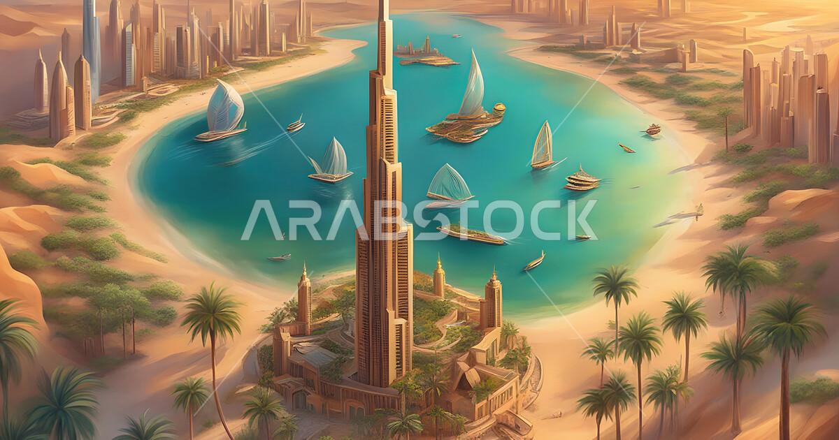 الفن الهندسي المعماري للأبراج وناطحات السحاب في دولة الإمارات، لوحة ...