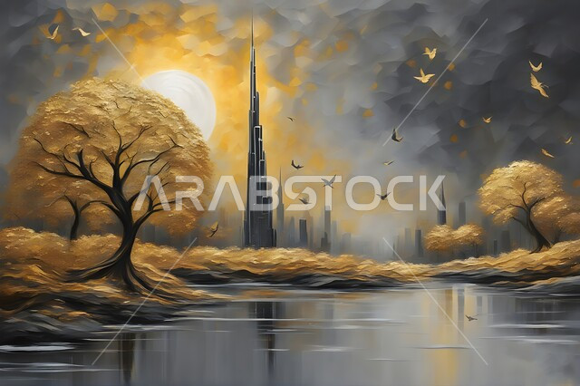 Towers and skyscrapers in the Emirates, architectural engineering art ...