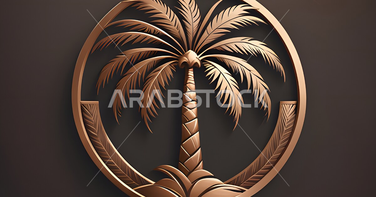The emblem of the Kingdom of Saudi Arabia on a black background, the ...
