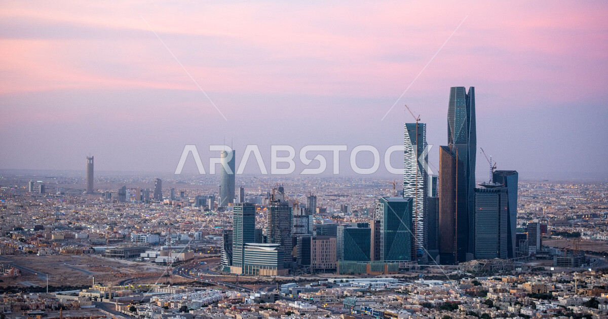 Economic towers and skyscrapers, an aerial photo of buildings and ...