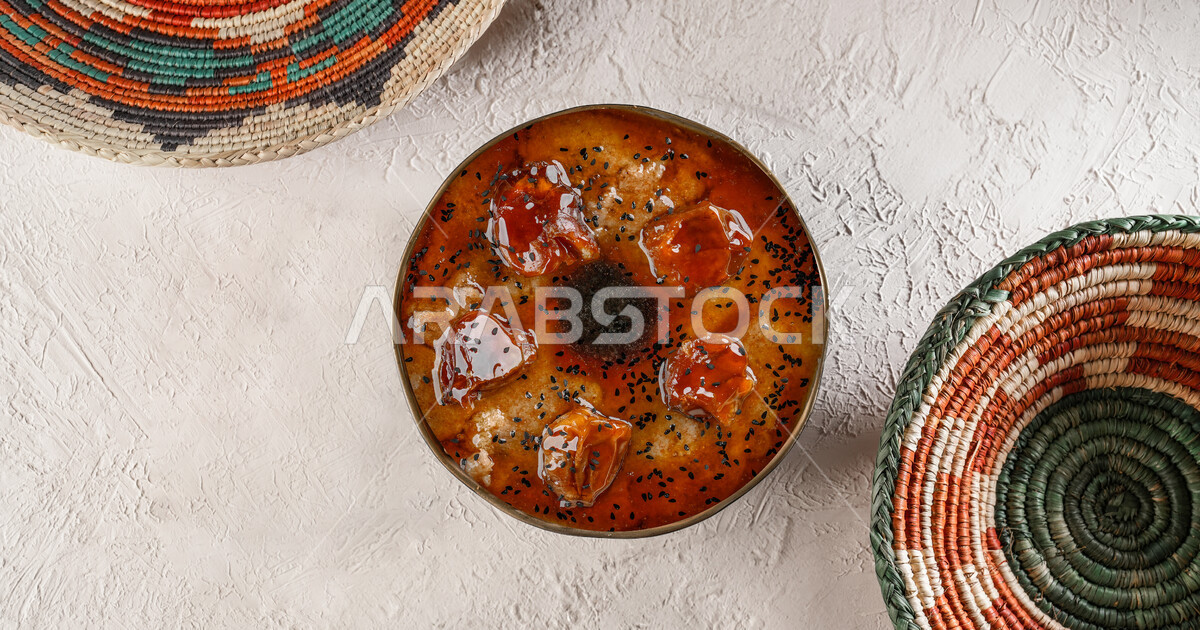 Saudi traditional meal and food recipes, a picture from the top of the ...
