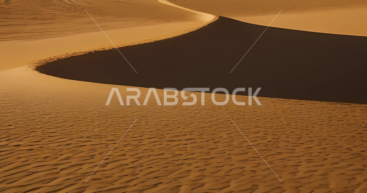 Soft sand and golden sand dunes, rock formations and formations in the ...