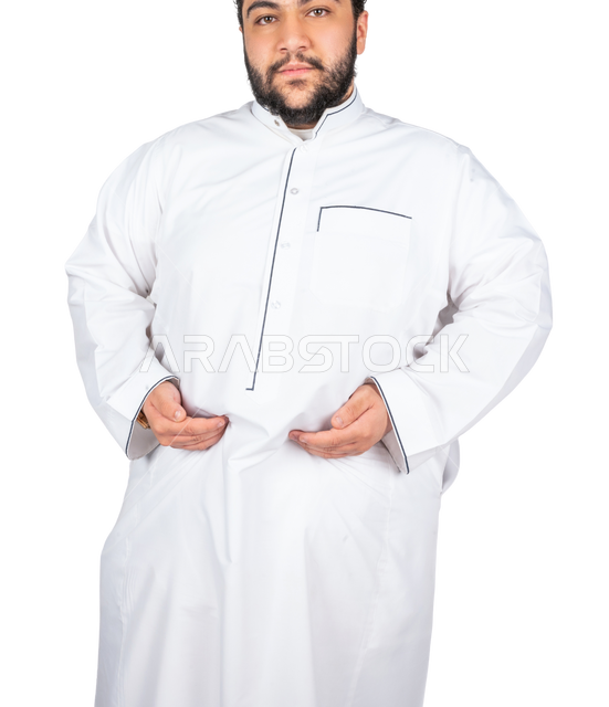 Portrait of a plump Saudi Arabian youth, suffering from obesity, health ...