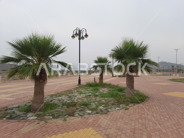 Walkway in the city of Al-Hujra in Al-Baha region in the Kingdom of ...