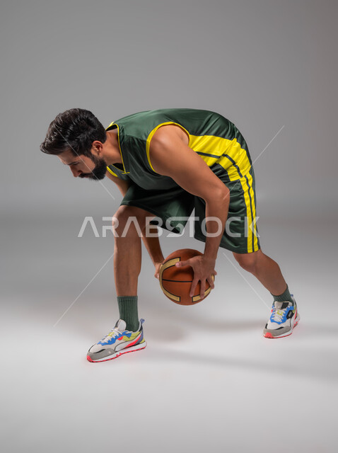 Professional team sports, portrait of a Saudi Gulf Arab young man ...