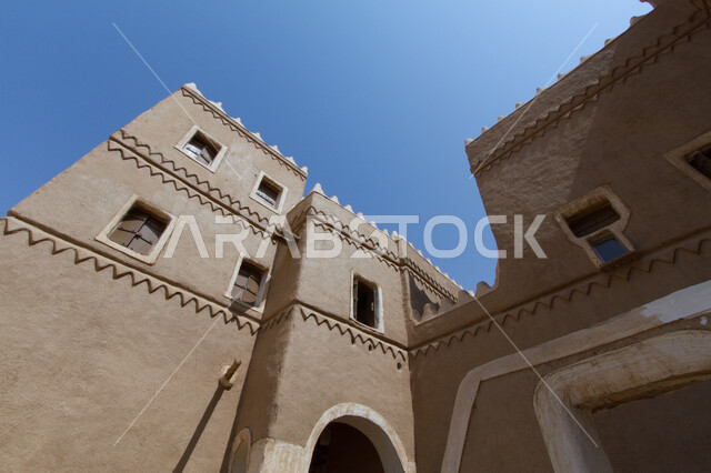 Old-style architectural art in Al-Shaqra Governorate, a close-up of one ...