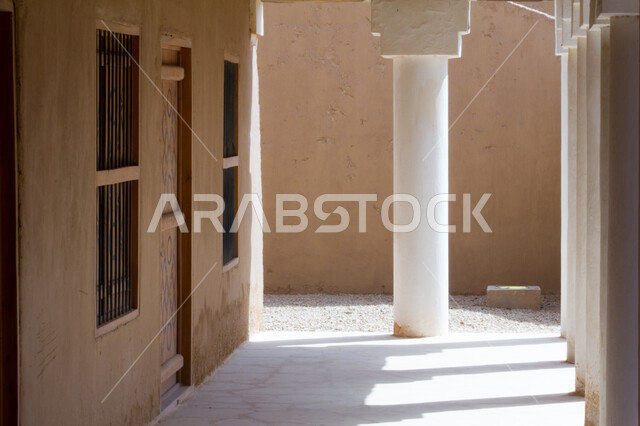 Columns and walls built of clay in the Palace of King Abdulaziz Al Saud ...