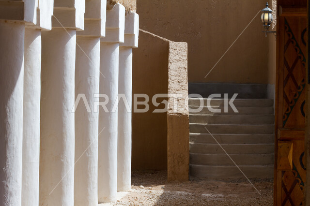 A staircase built of clay in the palace of King Abdulaziz Al Saud in ...
