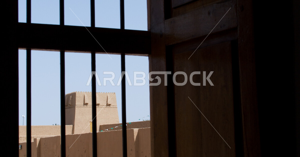 National landmarks in Saudi Arabia, a close-up of a door with iron ...