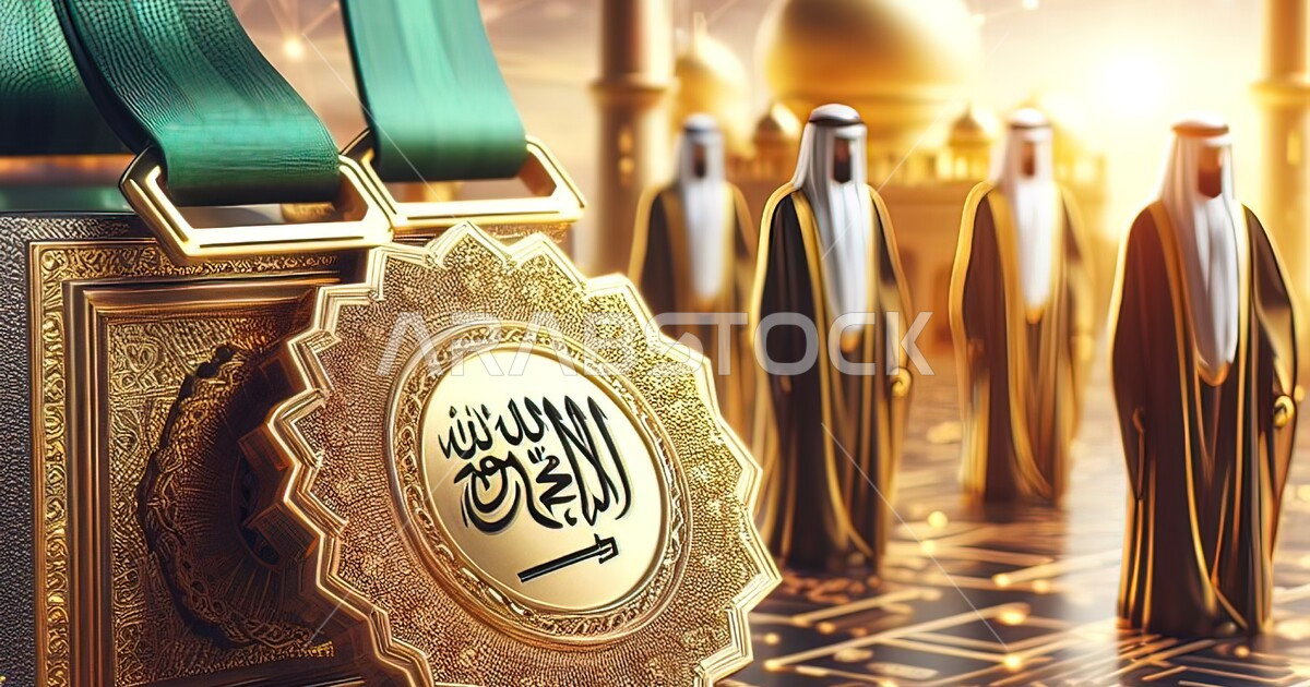 Gold Islamic mosques, three-dimensional gold models of Saudi Gulf Arab ...