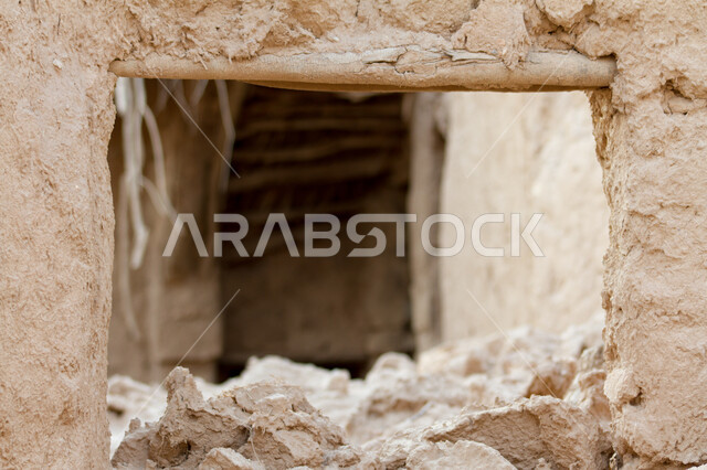 Destroyed clay windows, the heritage village in the city of Al Majmaah ...