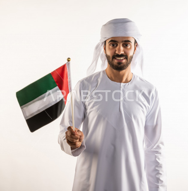 An Emirati man celebrates the National Day of the United Arab Emirates ...