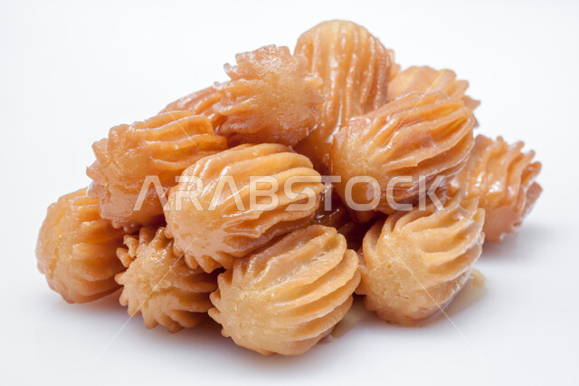 The famous popular delicious sweets, a close-up of pieces of sweet ...