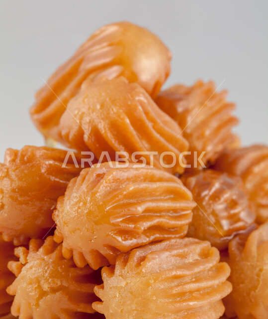 The famous popular delicious sweets, a close-up of pieces of sweet ...