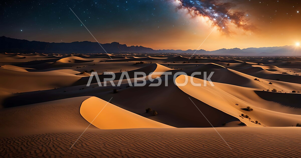 منظر لمجرة درب التبانة والنجوم اللامعة في سماء السعوديه, جبال ومرتفعات ...