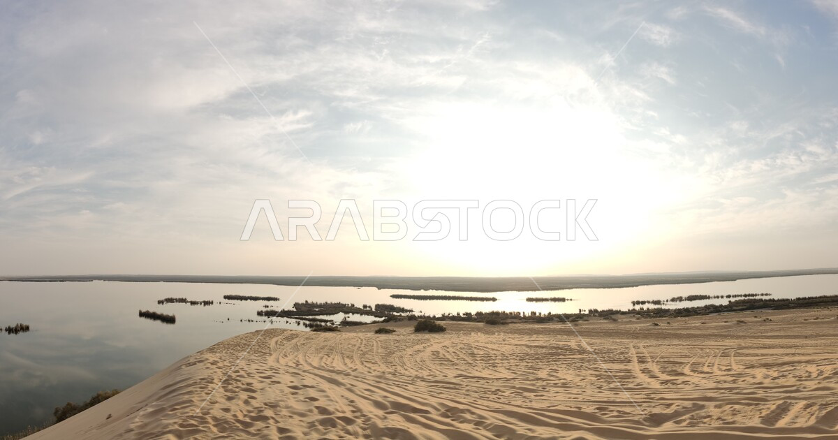Natural tourist places, the Yellow Lake in the Al-Ahsa region during ...